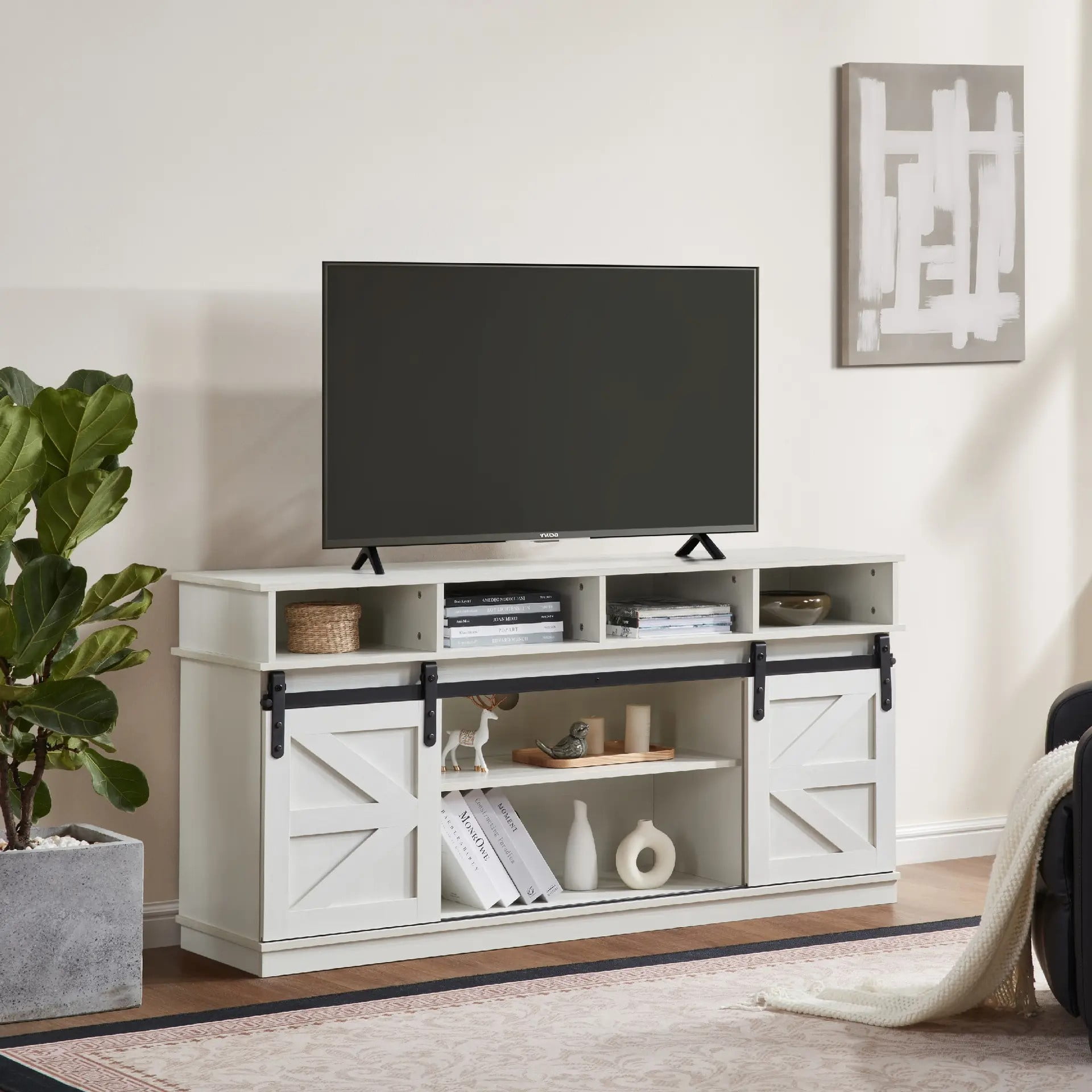 Sesslife Farmhouse TV Stand for 65 Inch TV, Media Television Stand ...