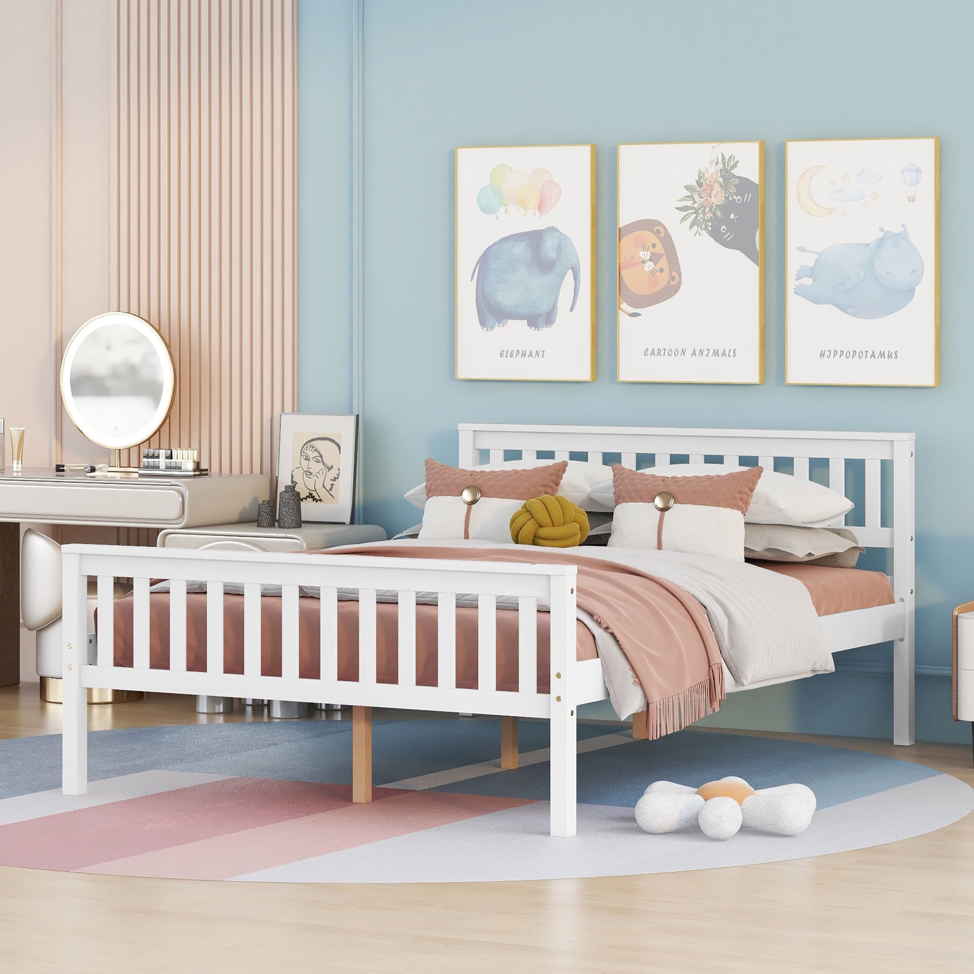 Sesslife Full Size Platform Bed Frame, 8 Wooden Slats Support, No Box Spring Needed, Easy ...