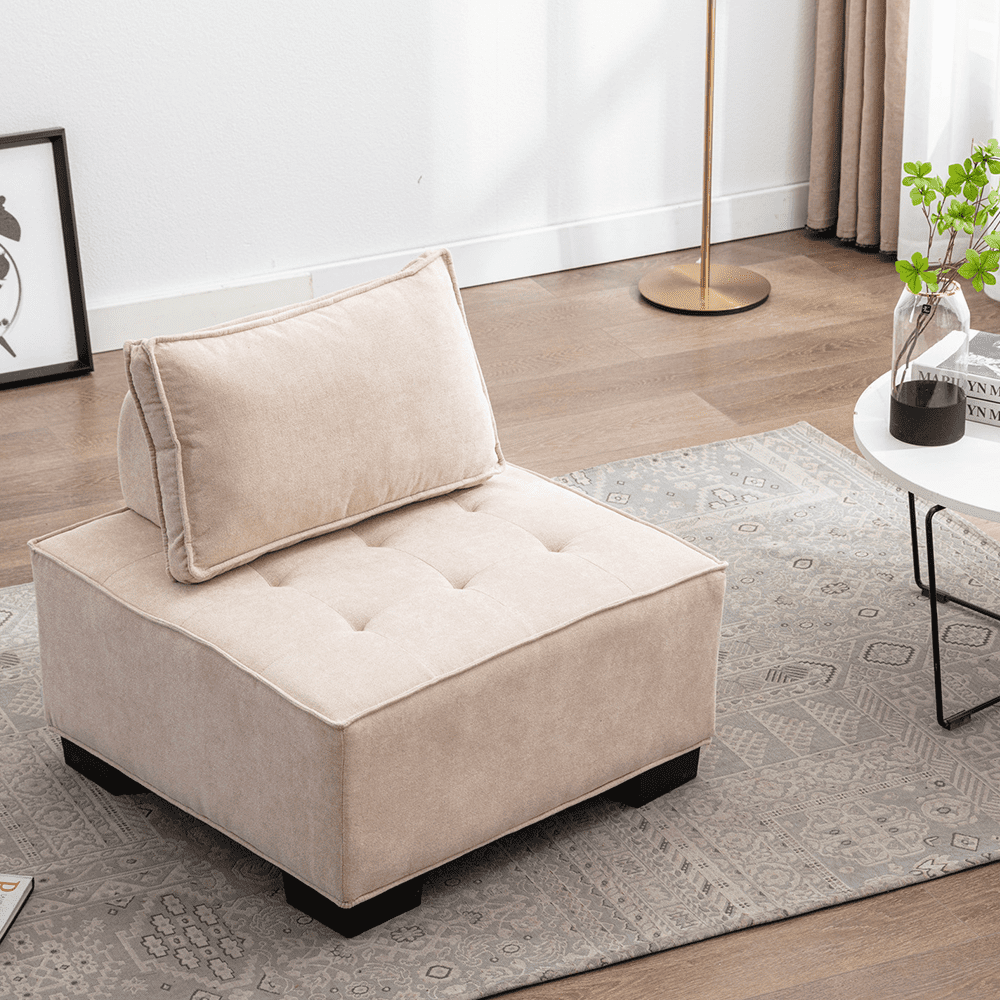 Sesslife Living Room Chair, Beige Single Sofa Chair with Sturdy ...