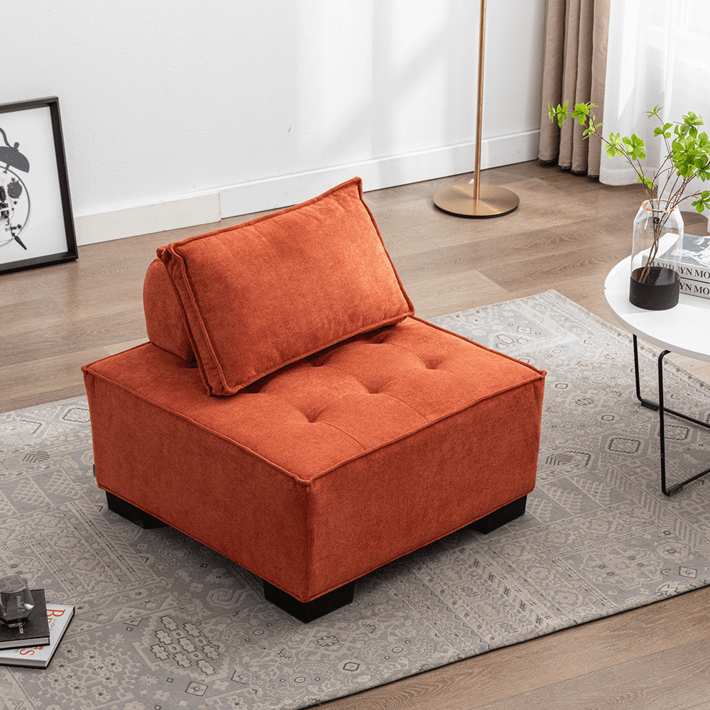 Sesslife Living Room Chair, Orange Single Sofa Chair with Sturdy ...