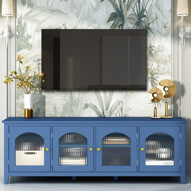 Sesslife Modern 71” TV Stand for TVs up to 80 inches, Glass Door ...