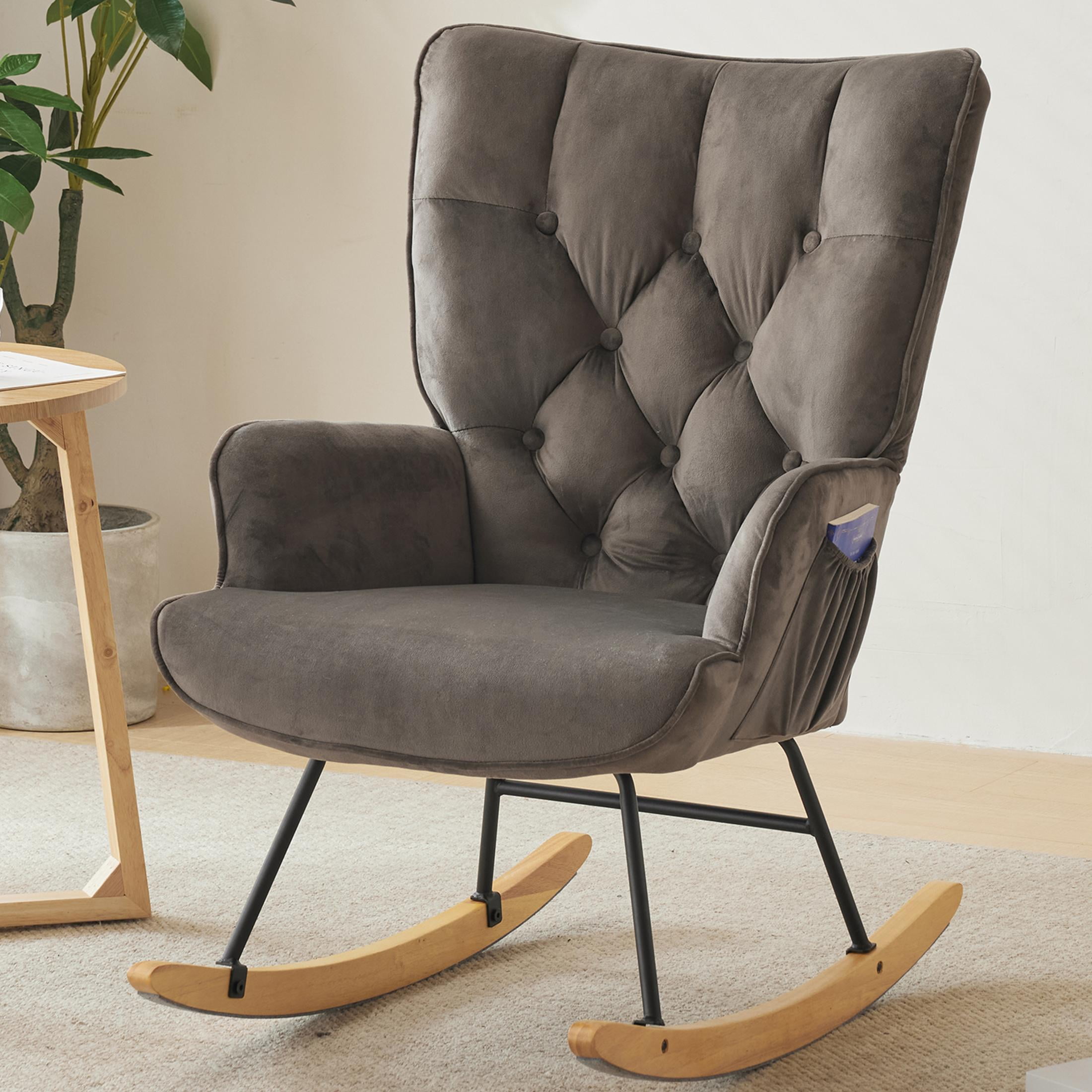 Sesslife Rocking Chair, Modern Rocking Chair Nursery with High Backrest ...