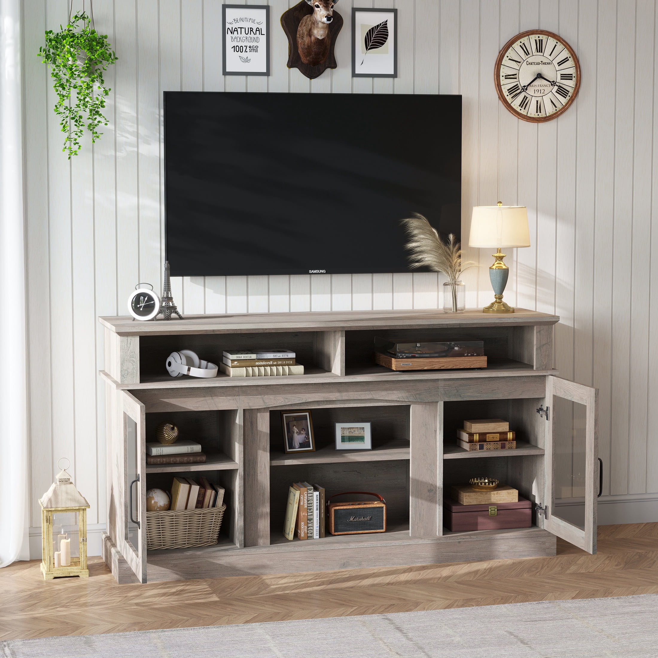 Sesslife TV Stand for 60inch TV, Contemporary TV Console with 2 ...
