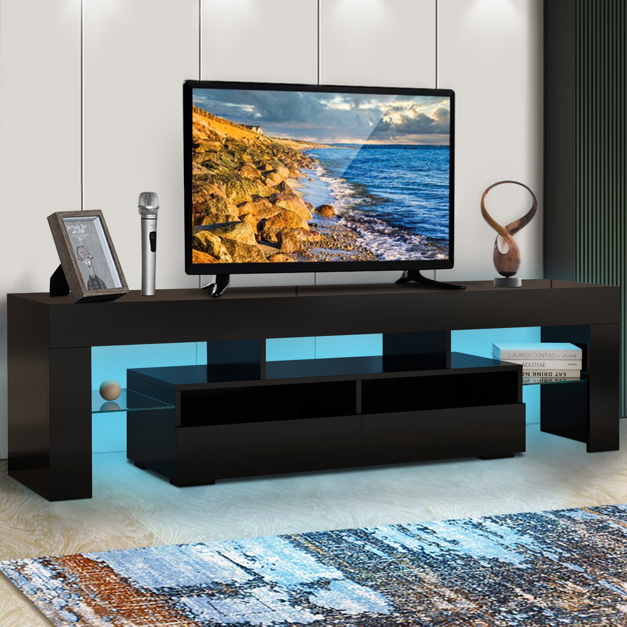 Sesslife TV Stand for 70 inch TV with Storage, LED Entertainment Center ...