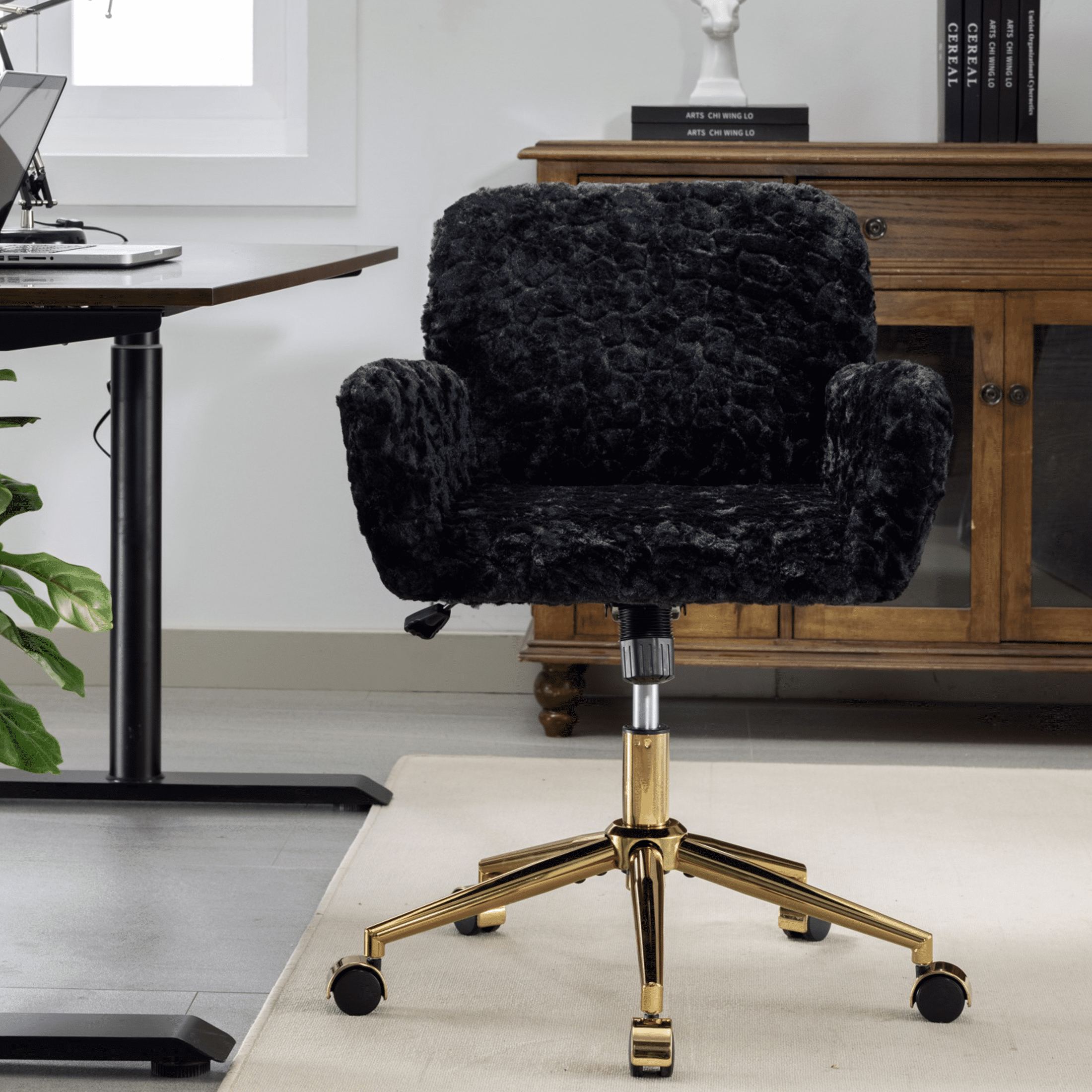 Sesslife Velvet Office Desk Chair, Height Adjustable Task Chairs ...