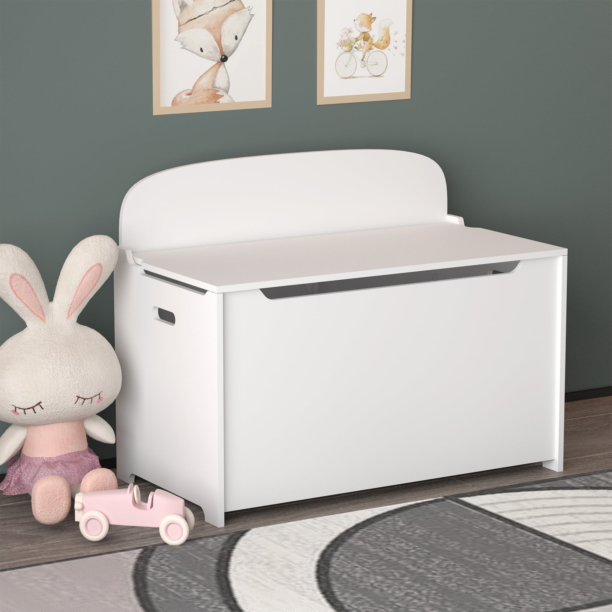 Sesslife Wooden Storage Bench Toy Box, Ample Storage Space Toy Chest ...