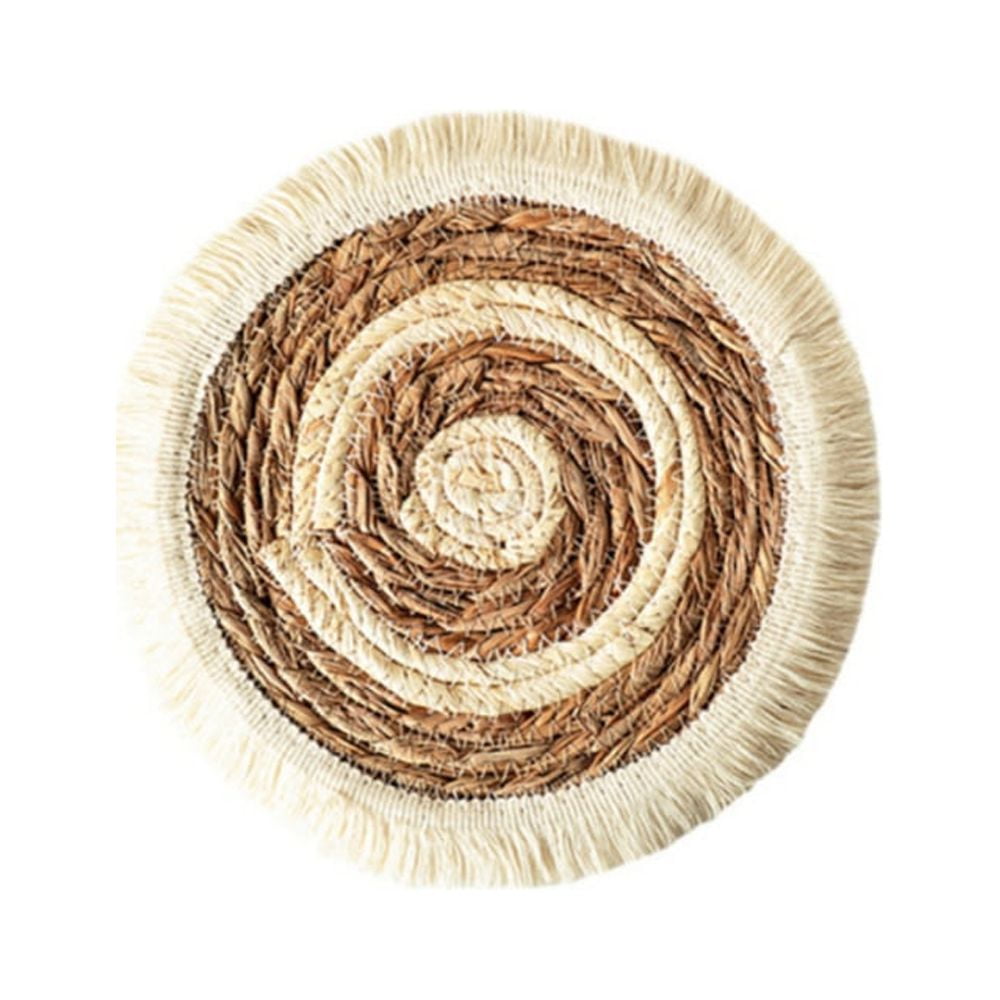 Set of 1 Woven Placemat for Dining Table,Natural Round Straw Braided ...