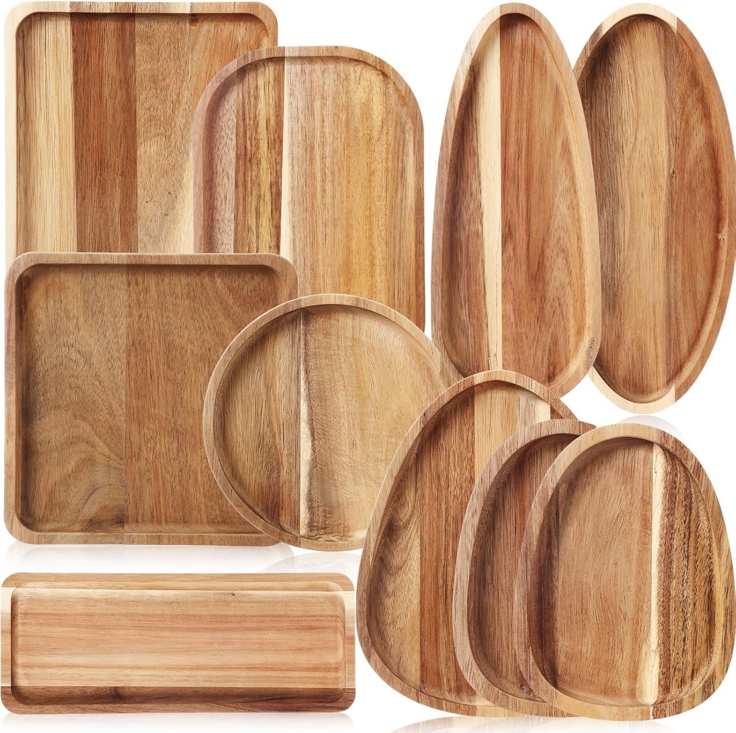 Set of 10 Acacia Wood Plates for Food Acacia Wood Dinner Plate and ...