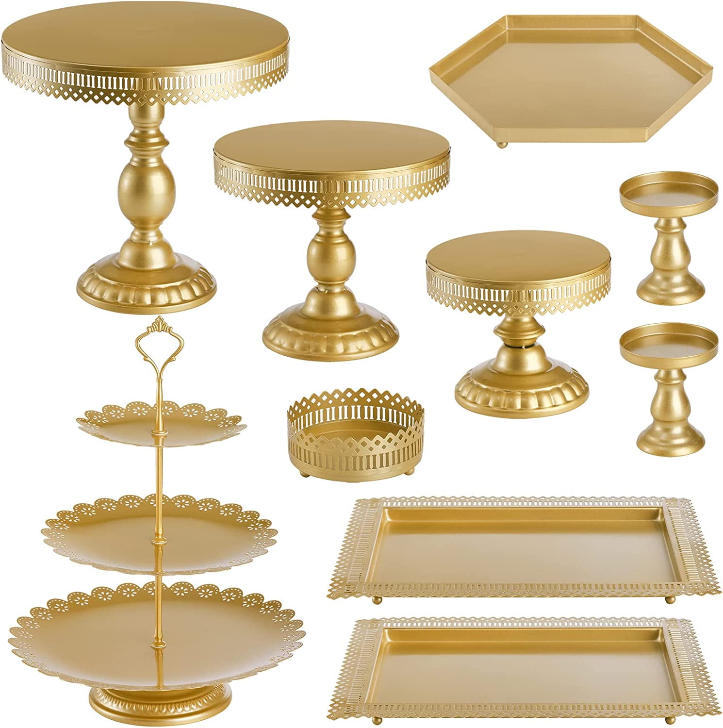 Set of 10 Cake Stand, Metal Cupcake Stand Set with Multiple Combination ...