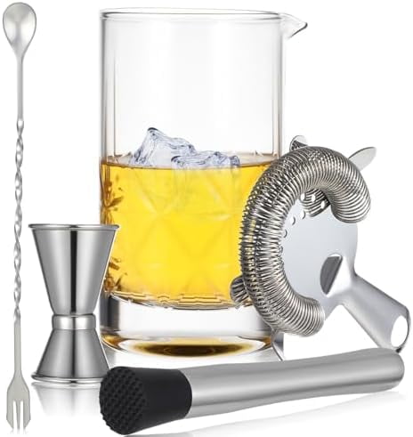 Set of 10 Cocktail Mixing Glass Set,Bar Mixing Set with 24 oz Crystal ...