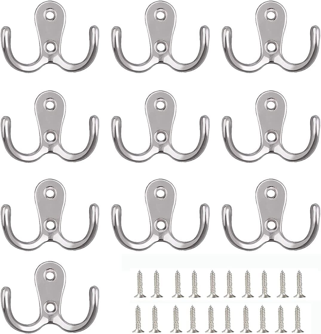 A Set Of 10 Double Hanger Hooks, Wall Mounted Hangers, Bimetallic Hooks ...