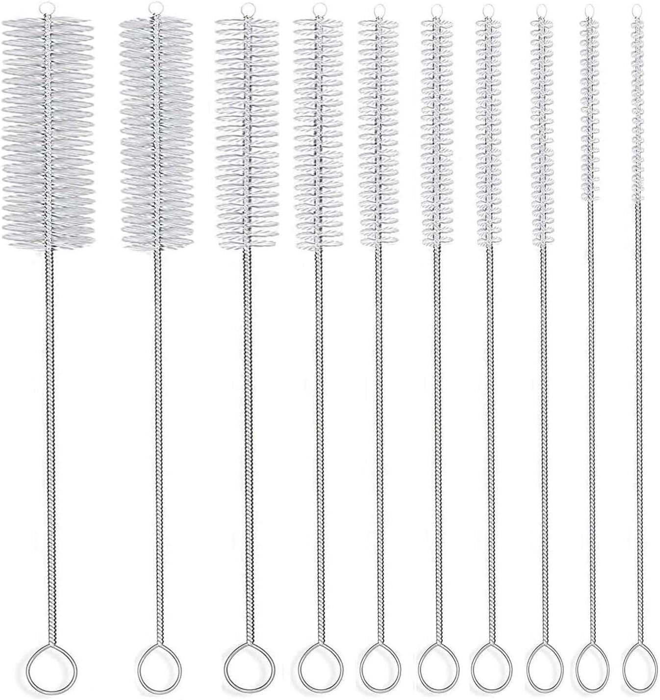 Set of 10 Long Straw Brush Nylon Pipe Tube Cleaner 8-inch 10 Different ...