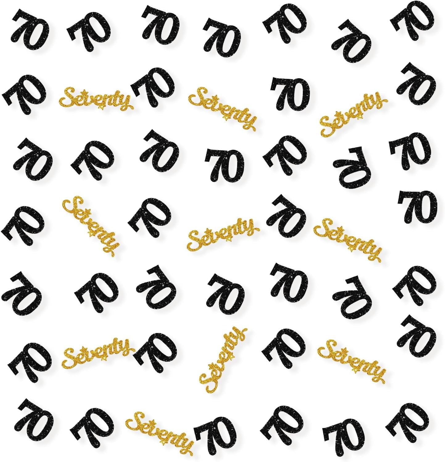 Set of 100 Happy 70th Birthday Confetti, Gold Glitter Seventy Paper ...
