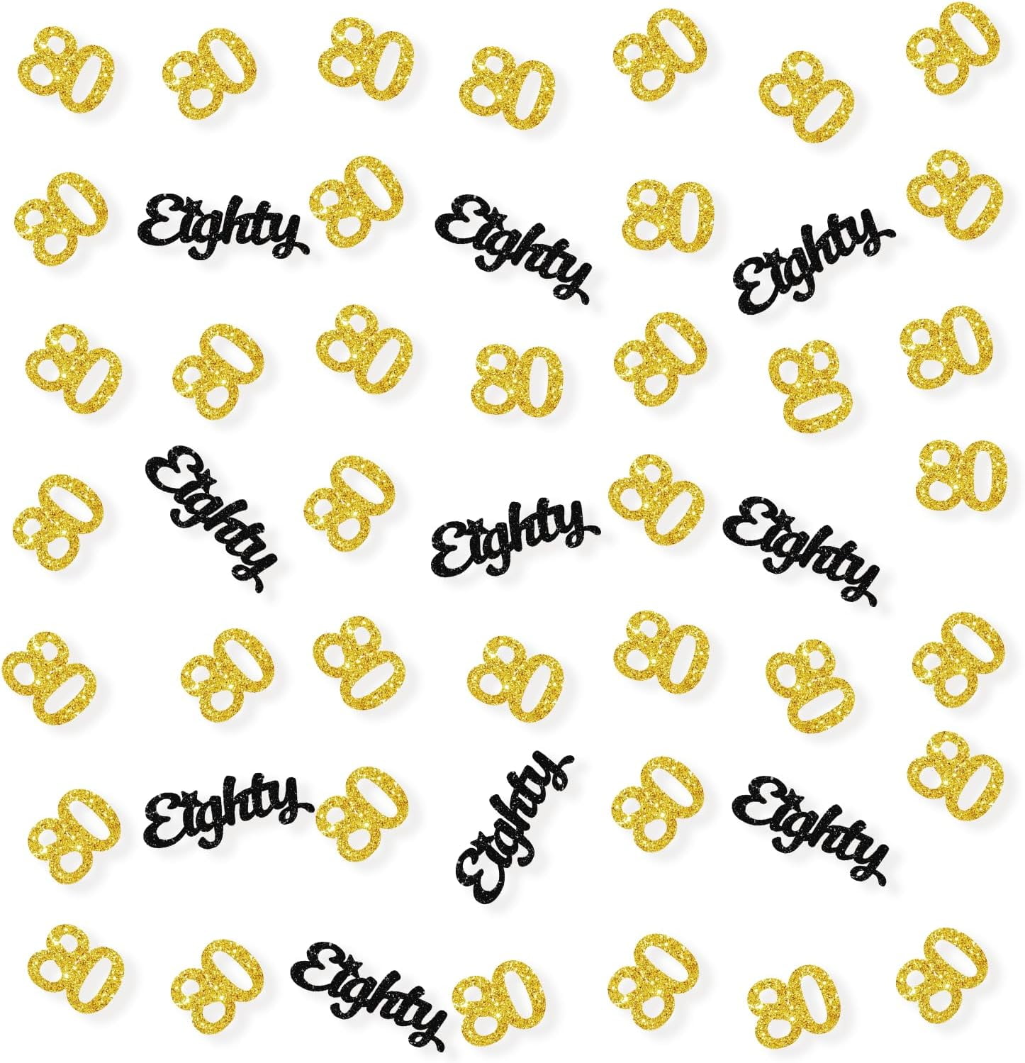 Set of 100 Happy 80th Birthday Confetti, Gold Glitter Eighty Paper Scatter, 80th Birthday Party ...
