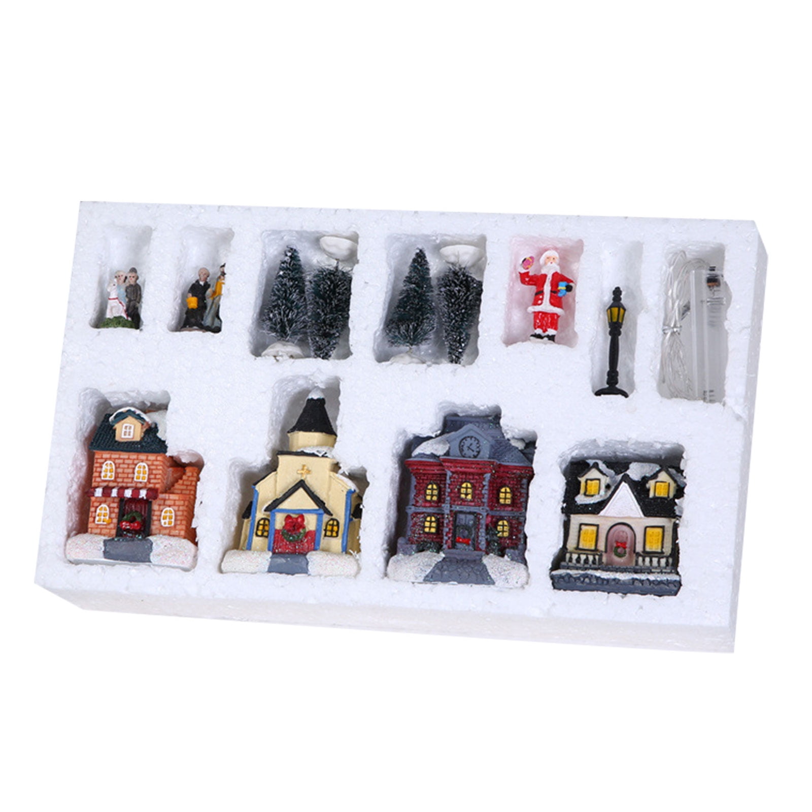 Set 10pcs Resin Christmas House, Xmas Scene Village Collections Winter ...