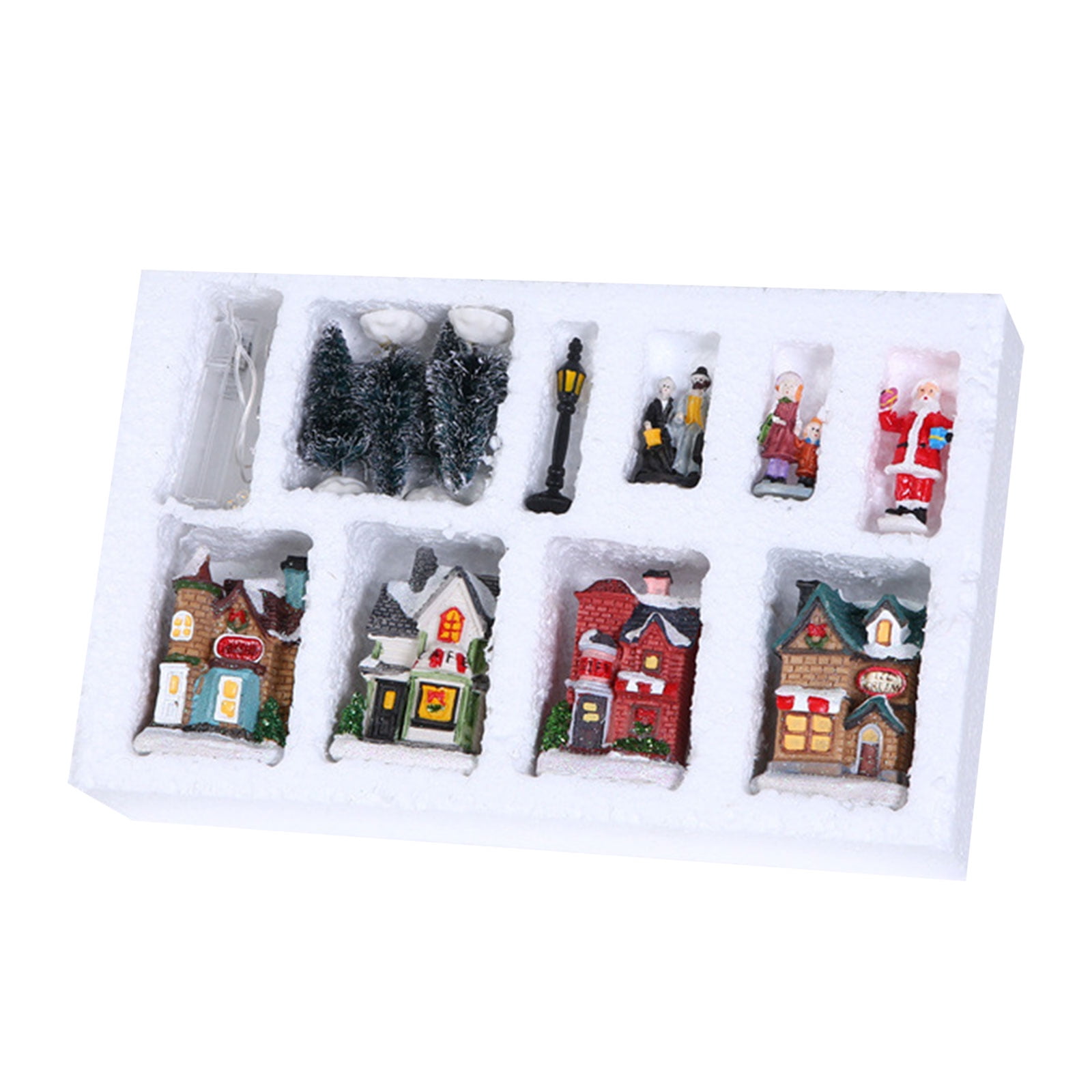 Set 10pcs Resin Christmas House, Xmas Scene Village Collections Winter ...