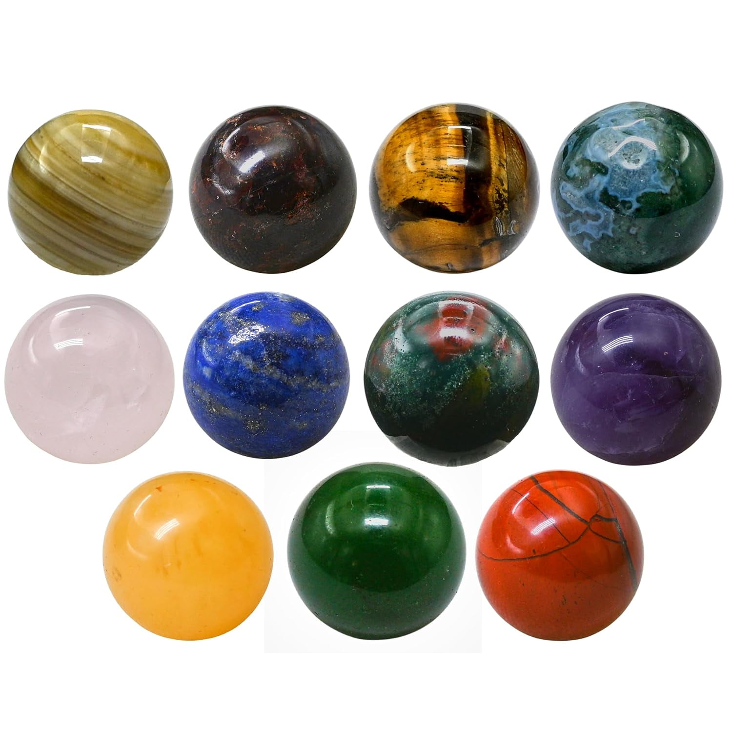 Set of 11 Crystal Ball - 1" Inches Crystal Sphere Meditation Balls for ...