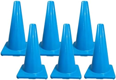 (Set of 12) 18 inch Black Base PVC Traffic Safety Cones with 6 ...