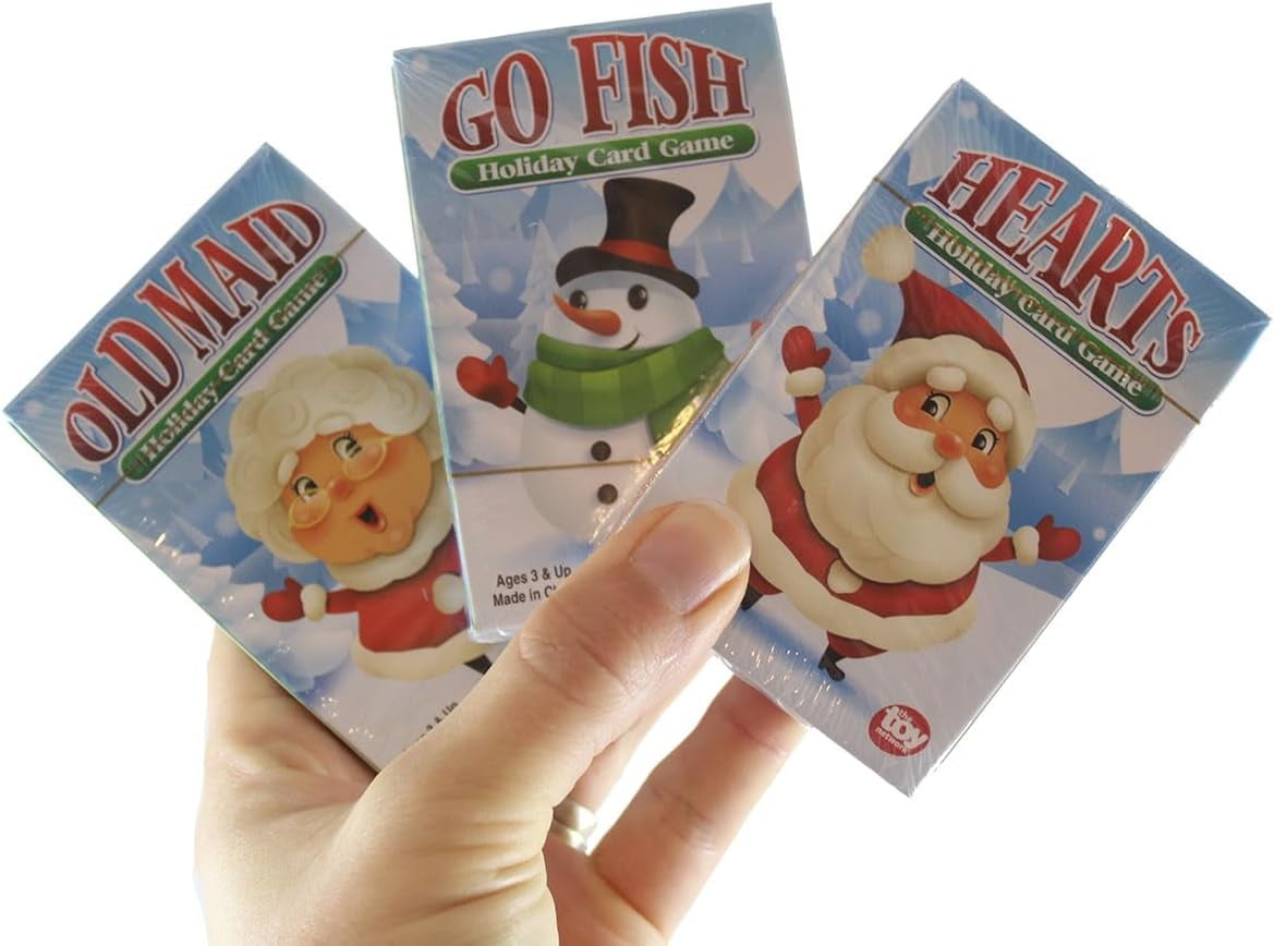 Set of 12 Christmas Kids Card Games Hearts, Old Maid, Go Fish - Travel ...
