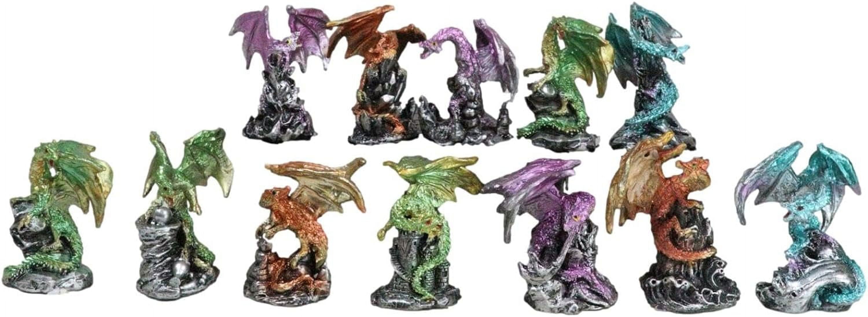 Set of 12 Colorful Metallic Red Green Purple Blue Wyvern Dragons On ...