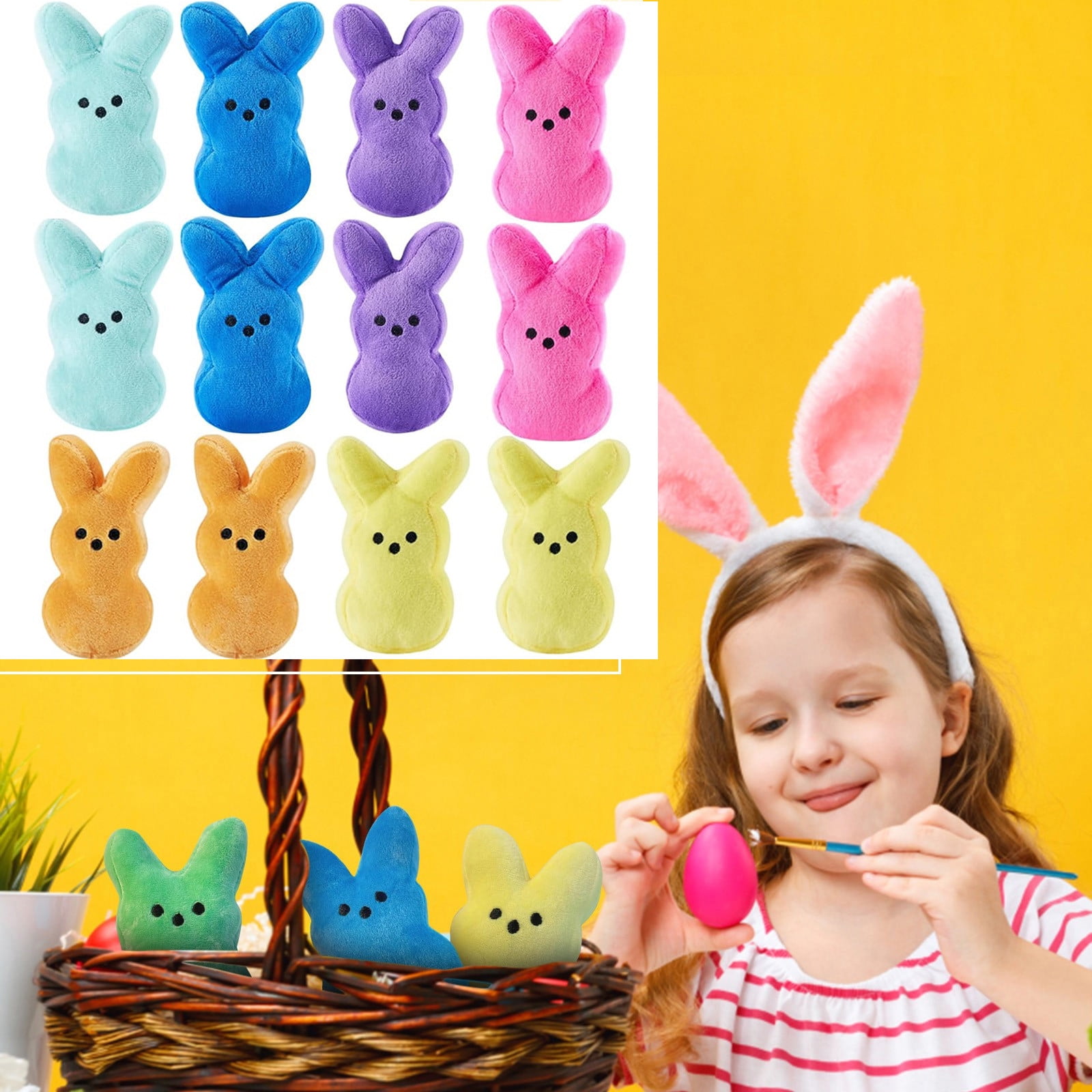 Set of 12 Easter Peeps Bunny Dolls – 5.8 INCH Cute Animal Star Carrot ...