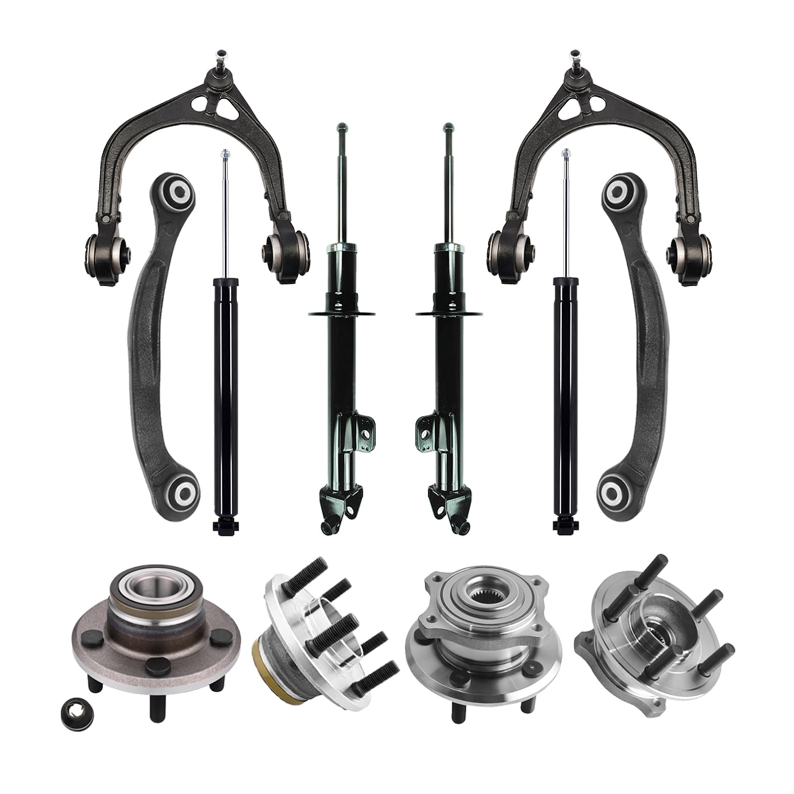 Set of 12 Front Upper Control Arm Ball Joint-Wheel Hub Bearing Assembly ...