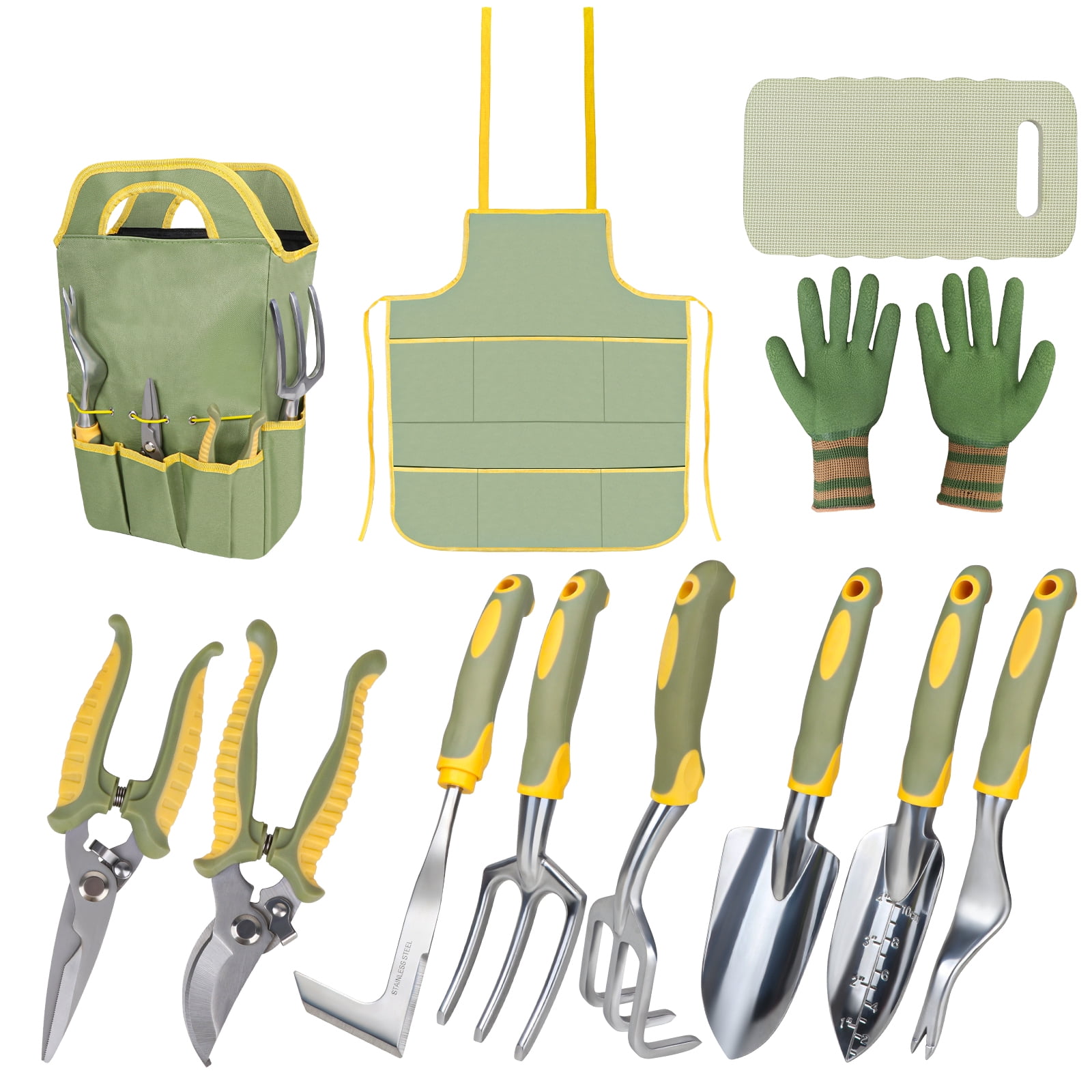 Set of 12 Garden Tool, ZUEXT Heavy-Duty Aluminum Gardening Hand Tools ...