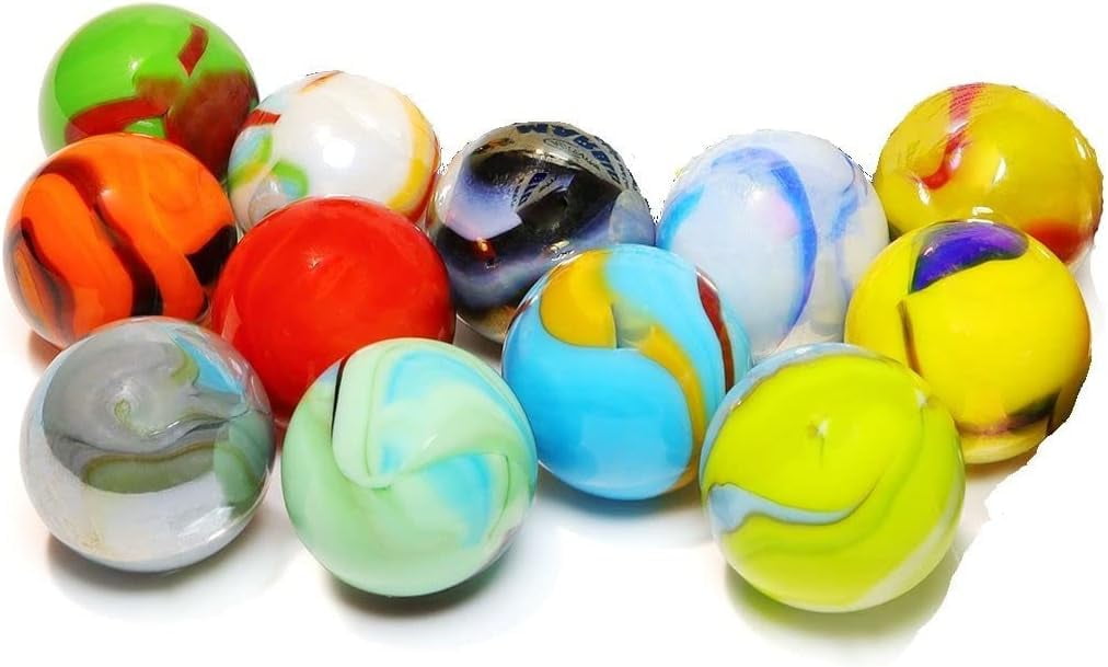 Set of 12 Glass Shooter Marbles - Size: 7/8-inch (22mm) - Marble Games ...