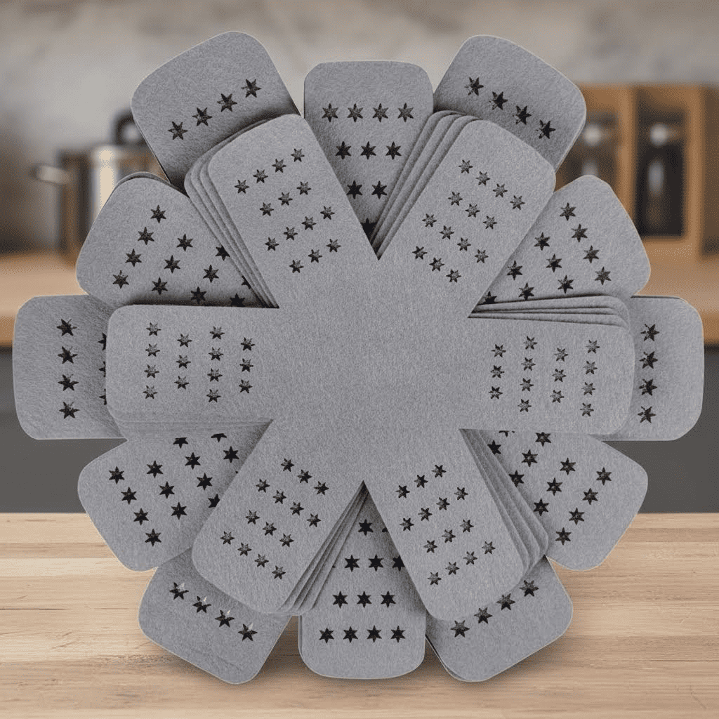 Set of 12 Gray Stackable Cookware Protectors, 3 Different Sizes with ...