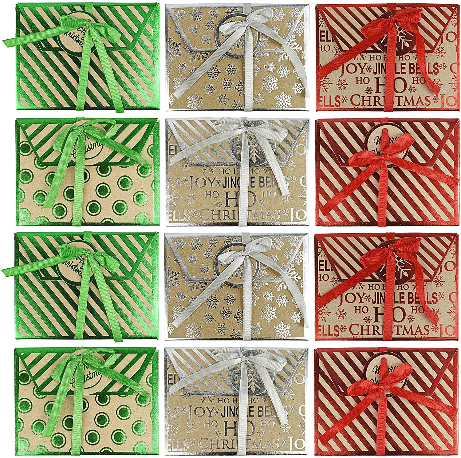 12-Pack XMAS Seasonal Glitter Foil Gift Card Holders - Professional or ...