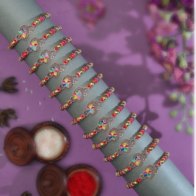Set of 12 Rakhi for Brother Rakhi Thread Bracelet for Bhai Bhabhi ...