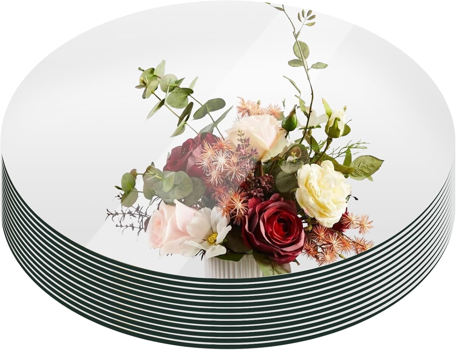 Set of 12 Round Mirrors for Centerpieces, 12 Inch Glass Mirrors Candle ...