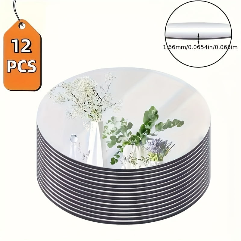 Set of 12 Round Mirrors for Centerpieces, 12 Inch Glass Mirrors Candle ...