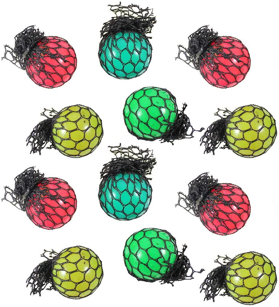 Set of 12 - Tiny 1.5" Mesh Balls - Squishy Fidget Ball with Web Netting ...