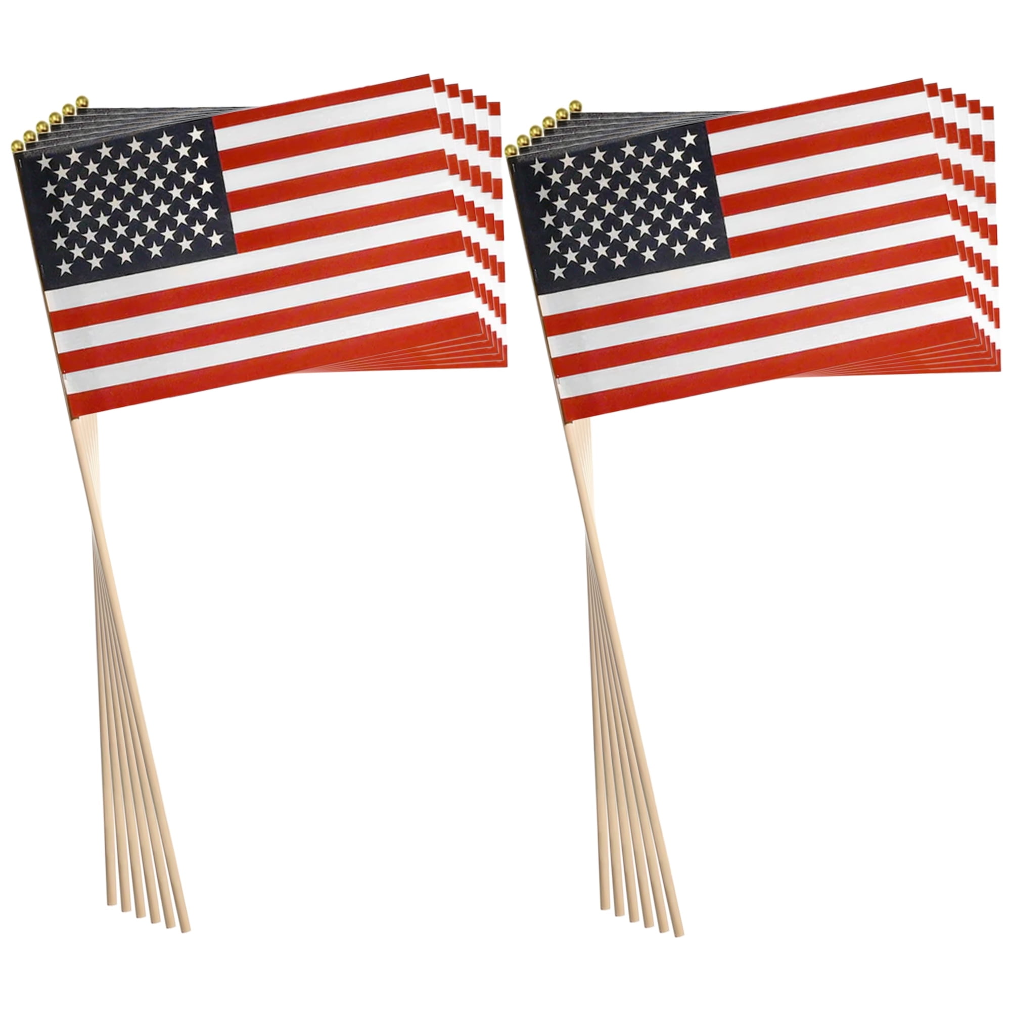 Set of 12 American Flags on Sticks! 12"x7" Flag - 15.75" Stick ...