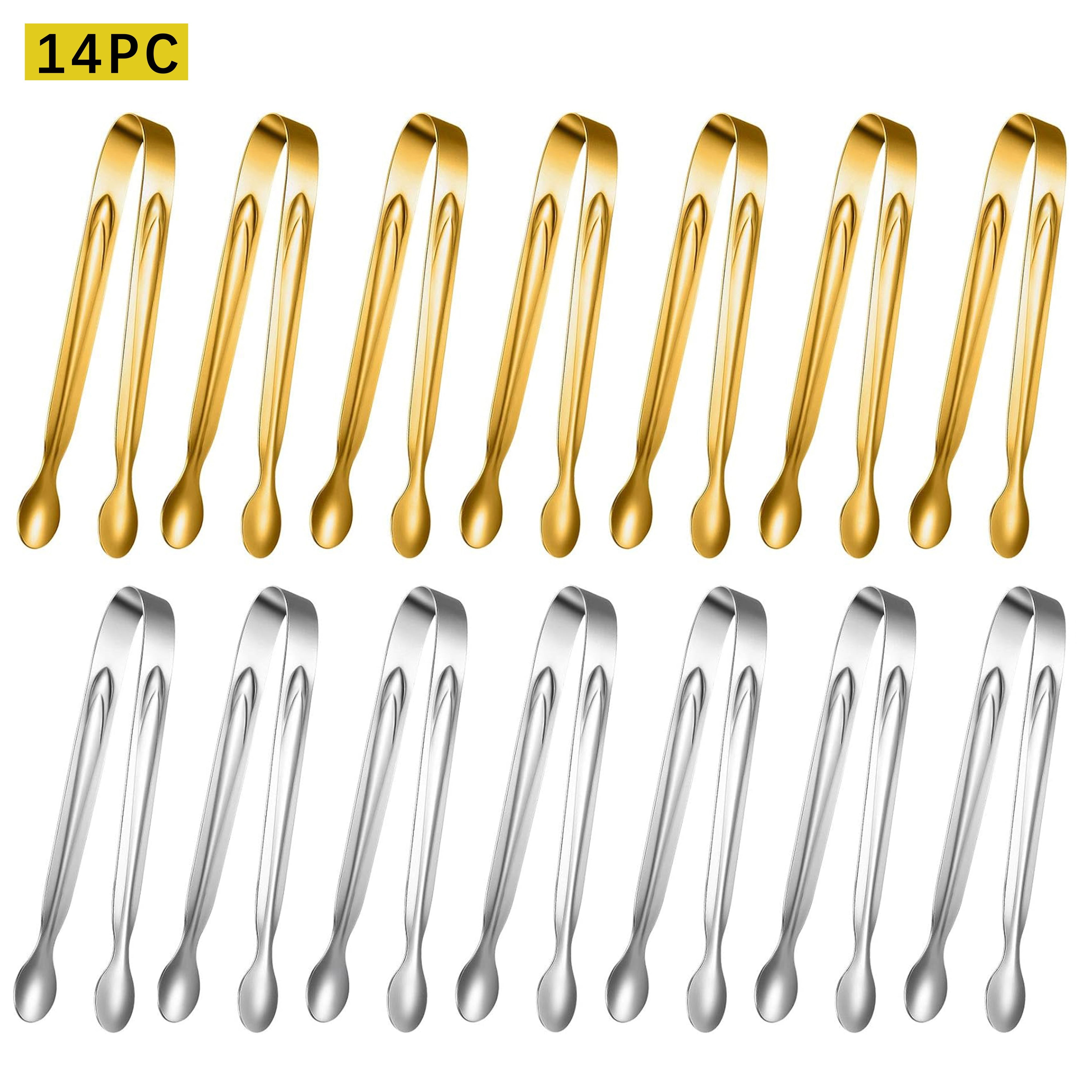 A Set Of 14 Stainless Steel Mini Serving Tongs For Appetizers, Sugar ...