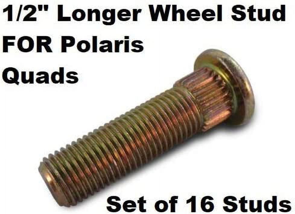 (Set of 16) 1/2" Longer Wheel Stud Bolts for 1998-2012 Polaris QUADS 3/ ...