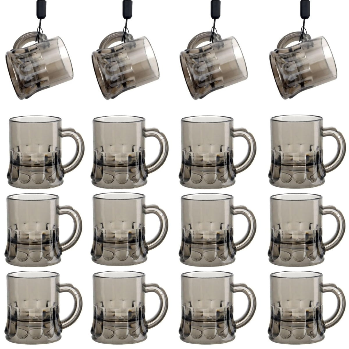Set of 16 Mini Beer Mugs, Boriyuan 1 oz Plastic Shot Glasses with ...