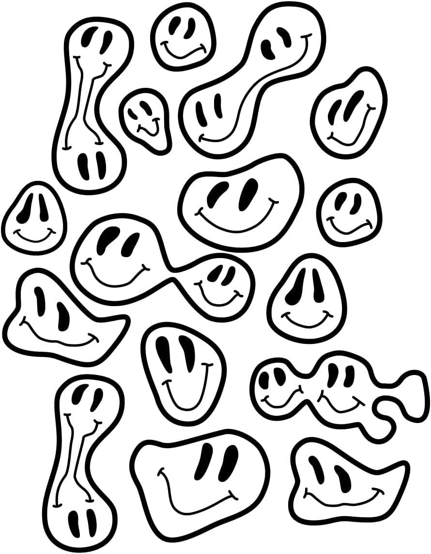 Set Of 16 Vinyl Wall Art Decal - Groovy Smiles Pattern - From 5" x 4 ...
