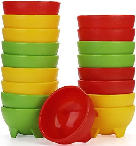 Set of 18 Salsa Bowls, 12 oz Plastic Dipping Bowls, Thick Mexican Party ...