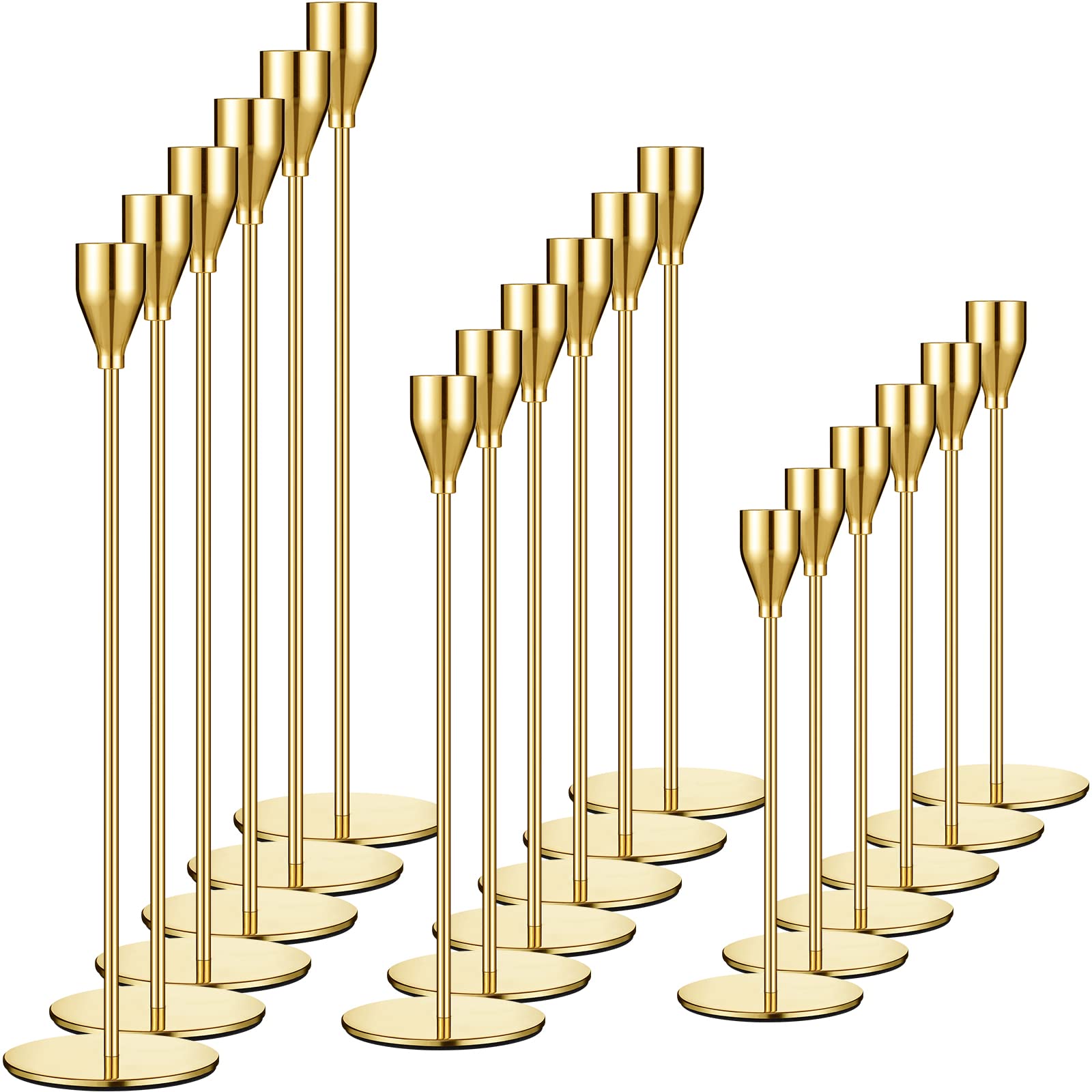 Set of 18 Tall Candlestick Holders Thin Metal Taper Candle Holders for ...