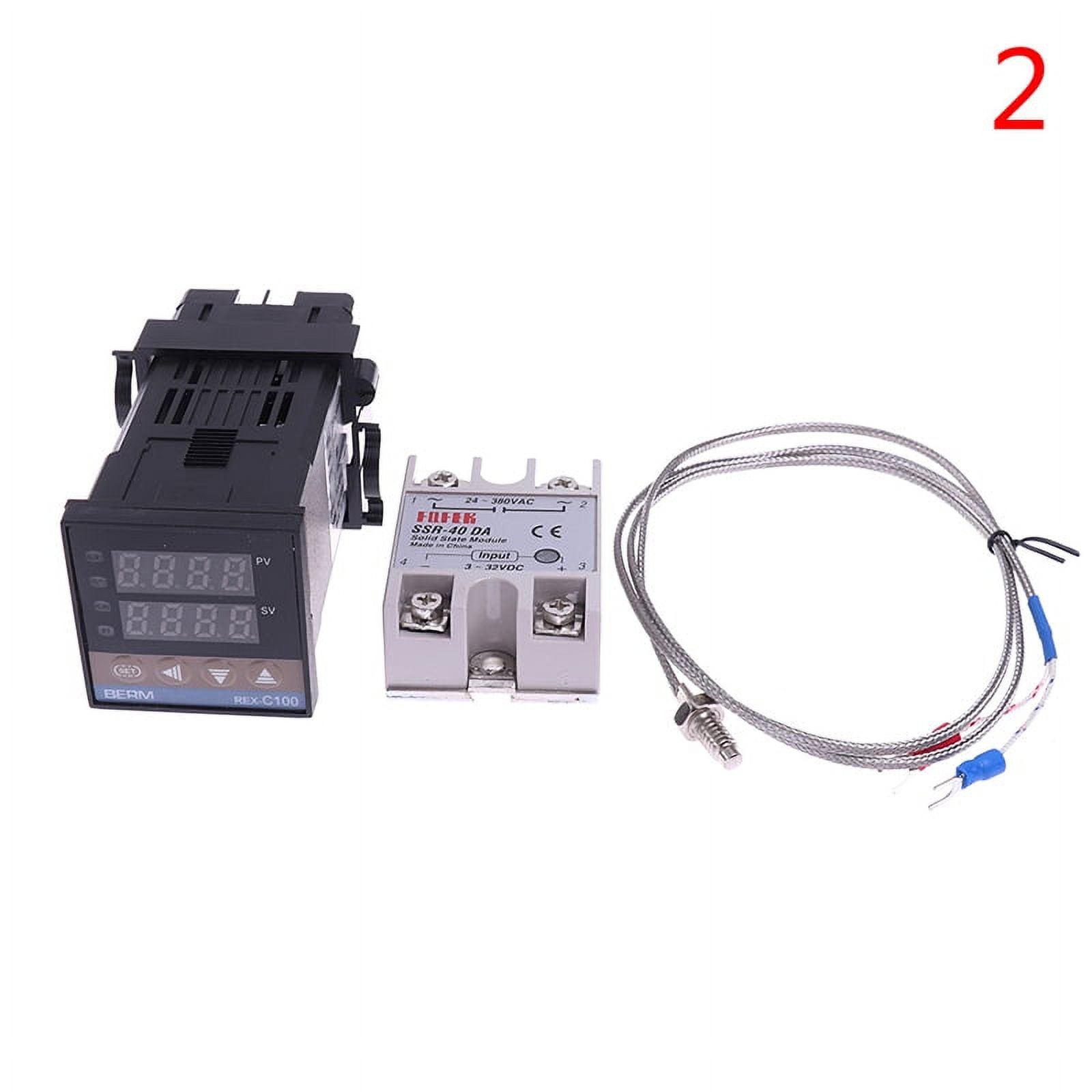 (Set 2#) 100-240VAC PID REX-C100 Temperature Controller SSR-40A ...