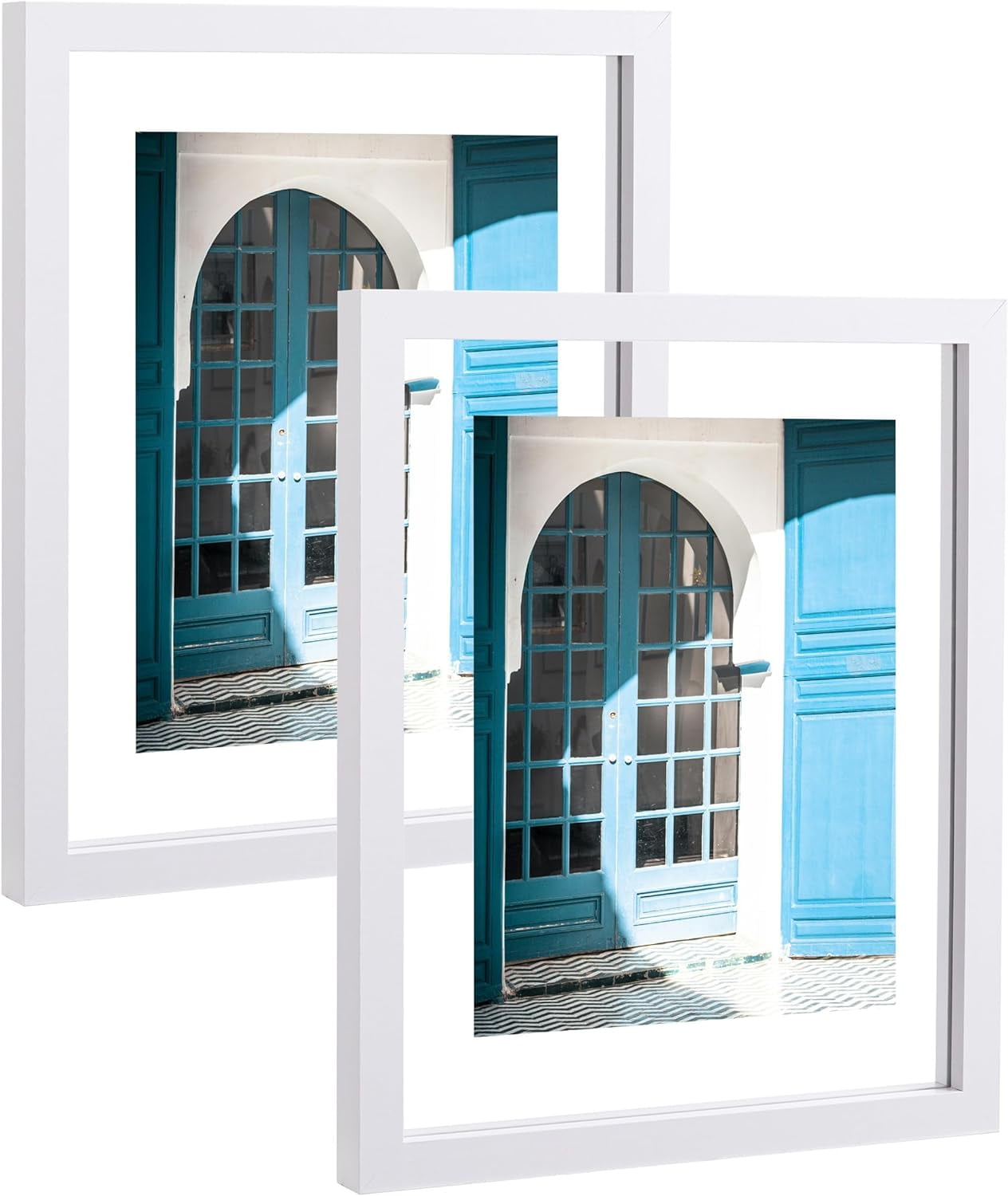 Set of 2 11x14 Floating Picture Frames with Clear Double Glass for Wall ...
