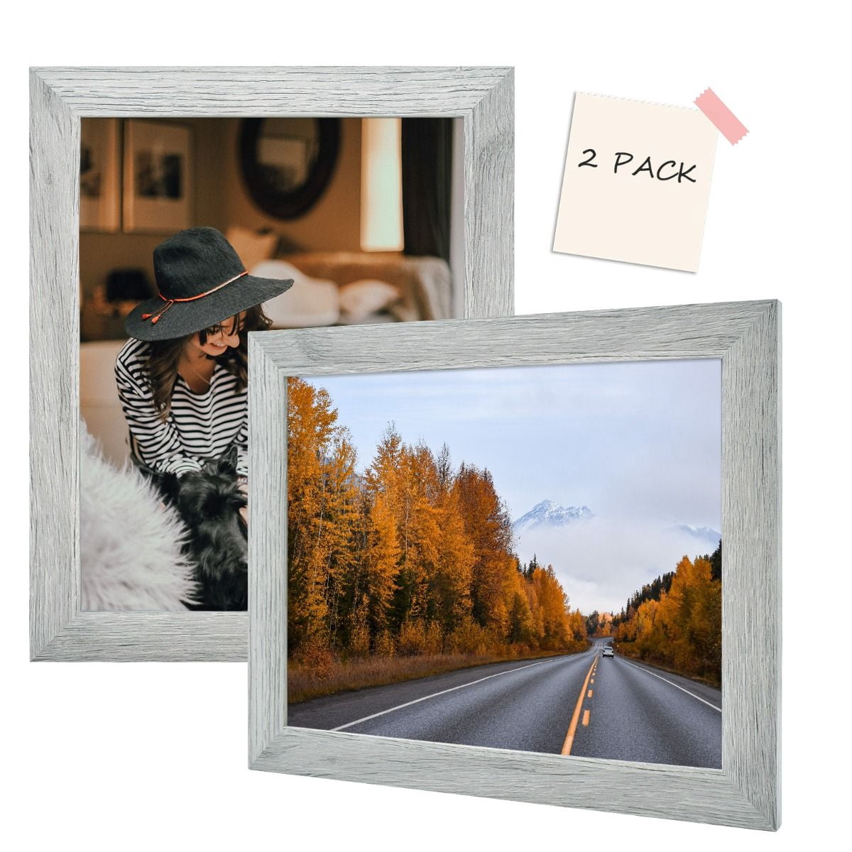Set of 2, 11x14 Picture Frame - Wide Molding - Wood Grain Style - Back ...
