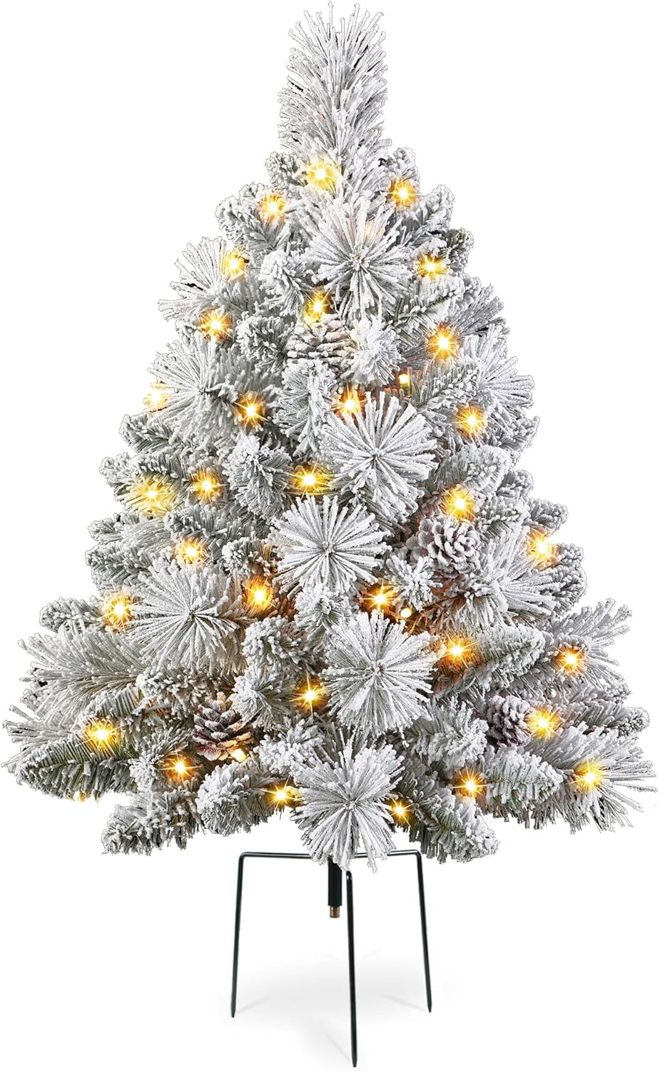 Set of 2 18 Inch Lighted Outdoor Christmas Tree with Remote, Timer ...