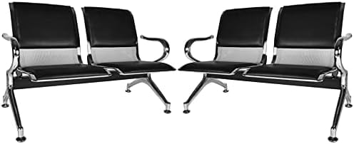 Set of 2 2-Seat Waiting Room Reception Chairs with Arms Office Guest ...