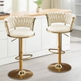 Set of 2 360° Swivel Velvet Bar Stools, Adjustable Counter Height Bar ...