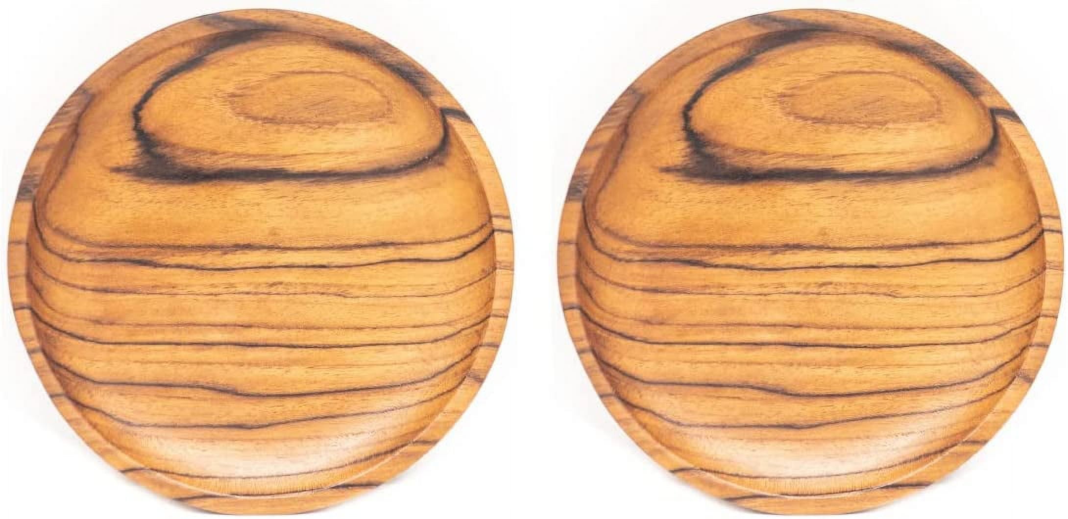 Set of 2 6" Round Javanese Teak Wood Plates- Perfect for Everyday Use ...