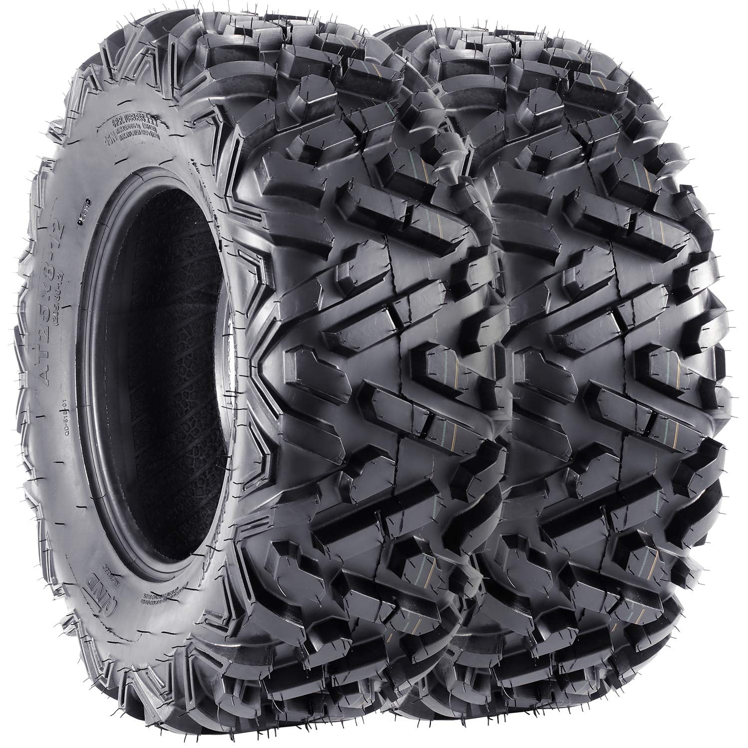 Set of 2 ATV Tires, ATV Tire Set, 25x10-12 6PR, 6" Treads Depth ...