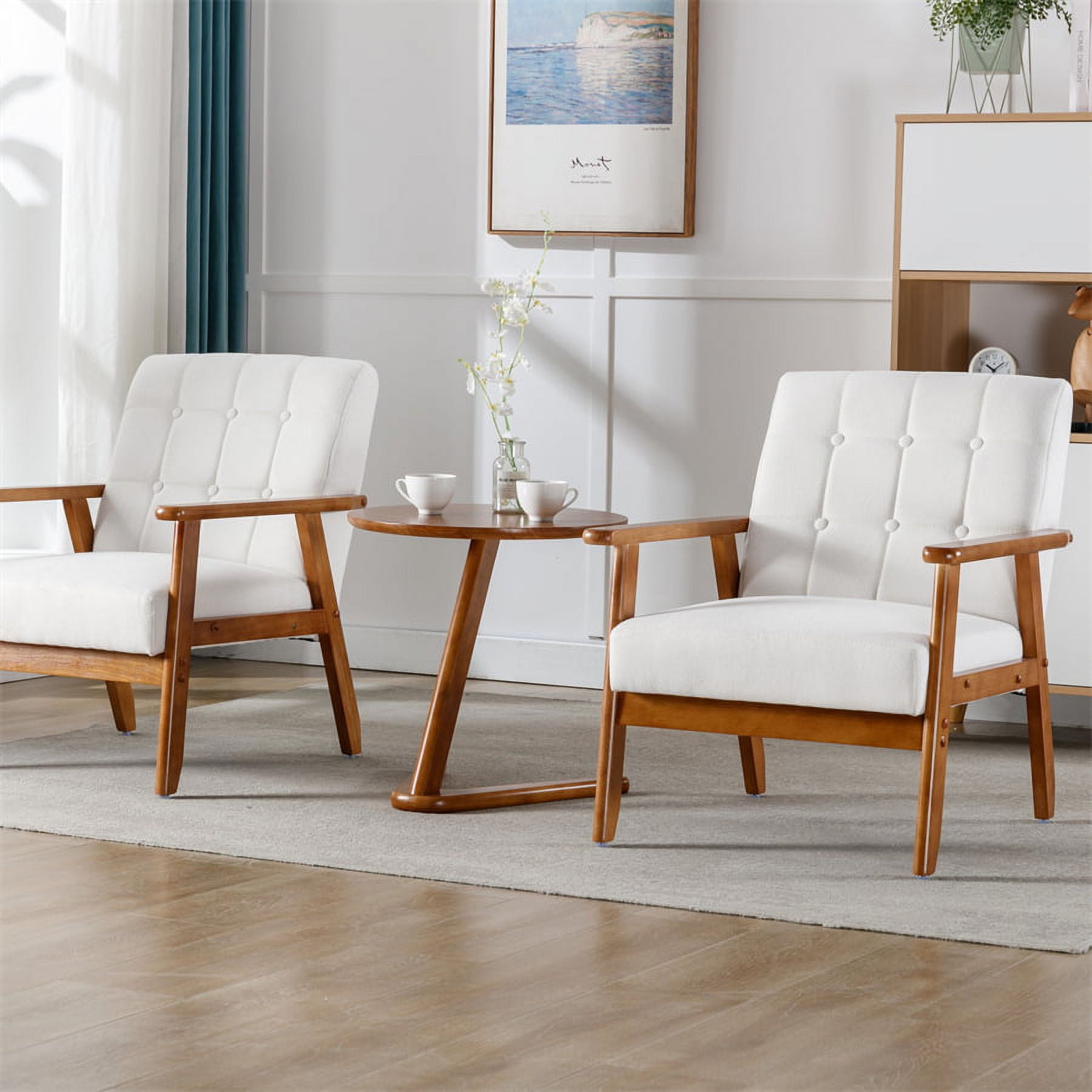 Set of 2 Accent Chairs with Small Side Table, Single Arm Chairs with ...